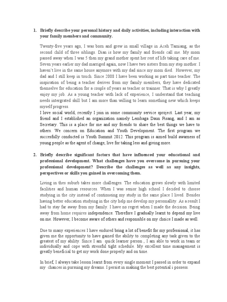 Personal History and Teaching Journey | PDF | International Student ...
