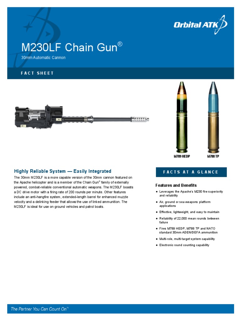 M230LF Chain Gun: 30mm Automatic Cannon | PDF | Ammunition | Firearms