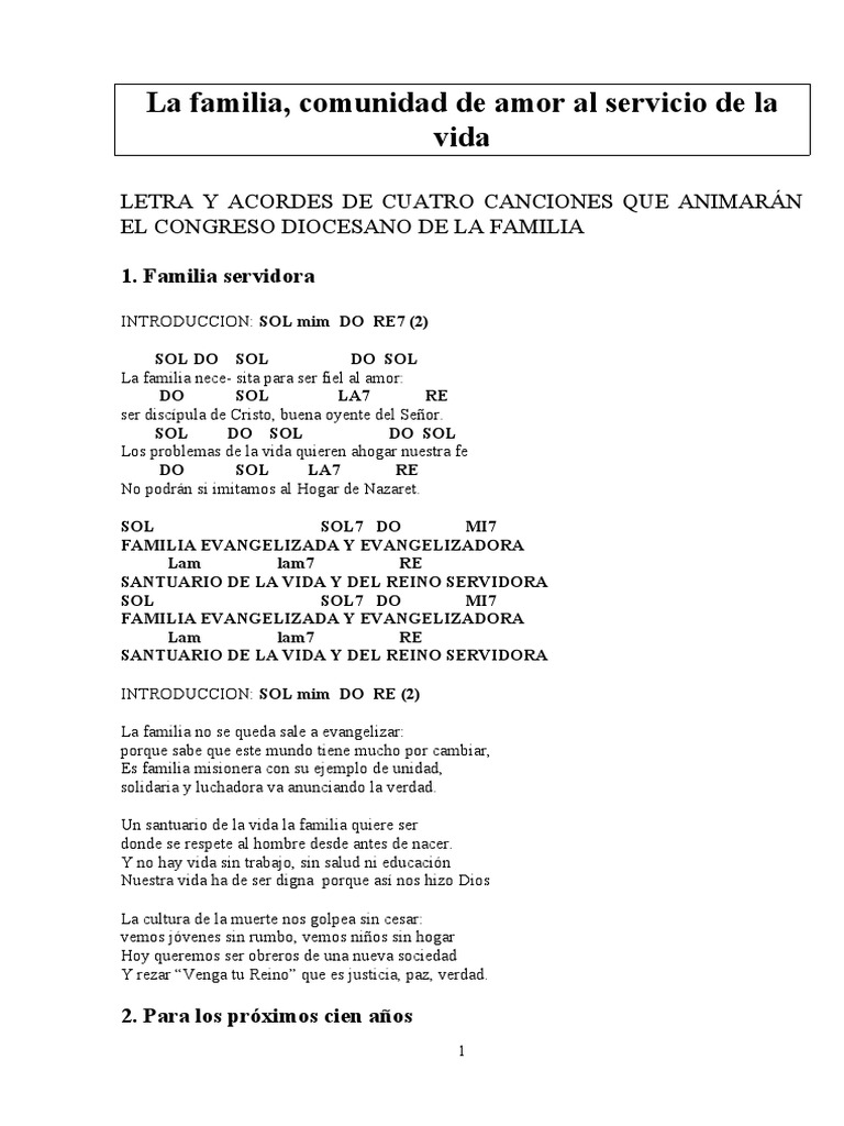 Canciones para la familia en servicio | PDF | Amor | Religión y creencia