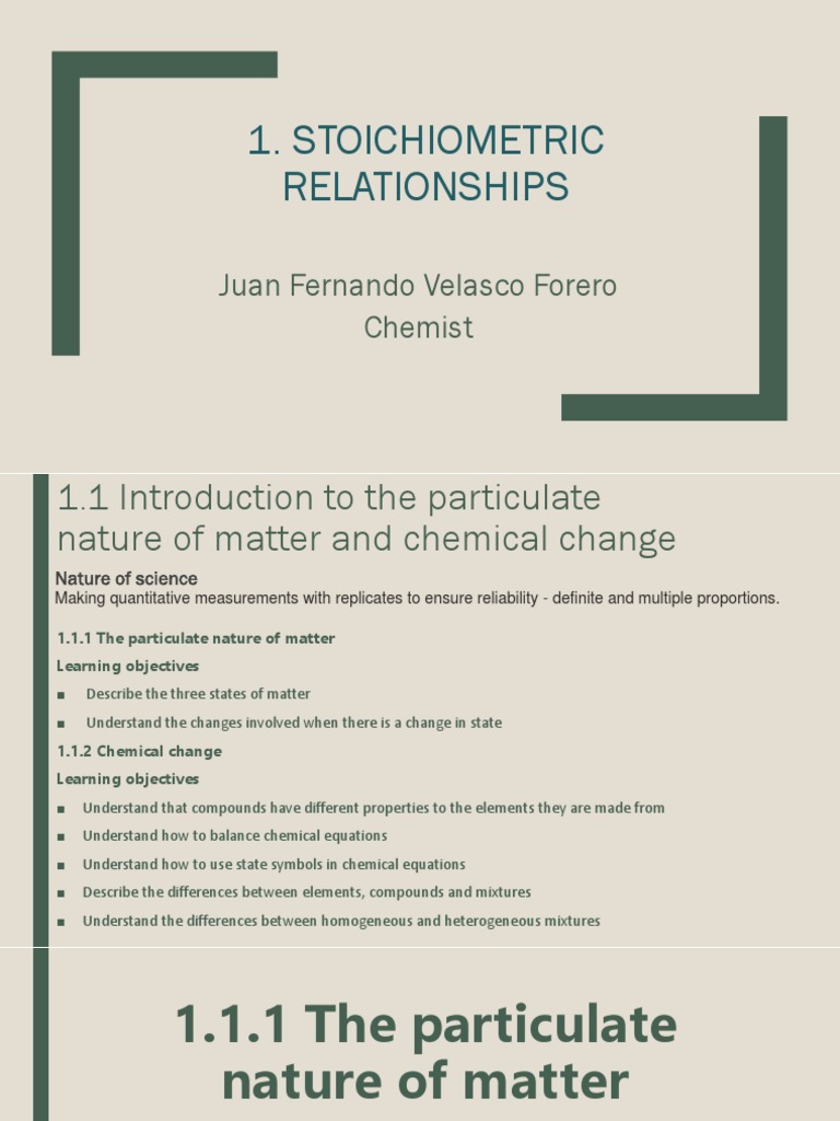 1.1 Introduction To The Particulate Nature of Matter and Chemical ...