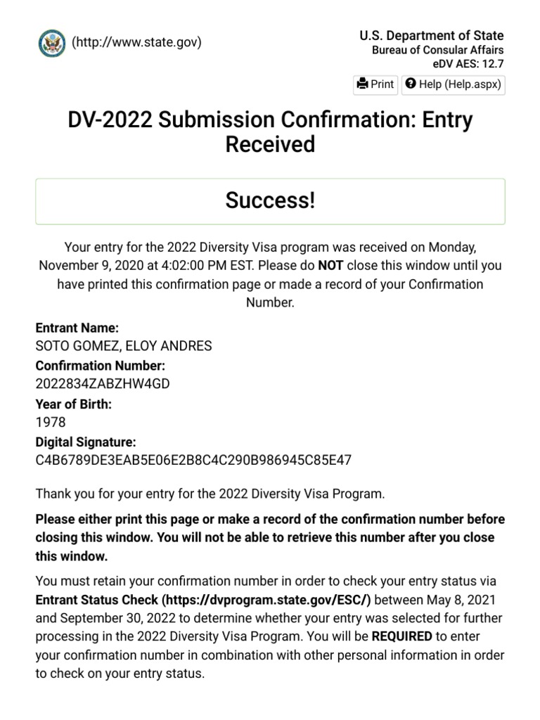 Electronic Diversity Visa Program | PDF