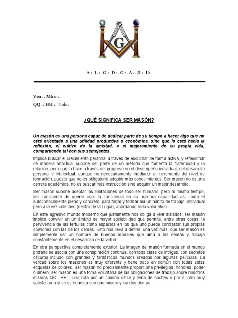 Qué Significa Ser Masón | PDF | Masonería | Sociedad