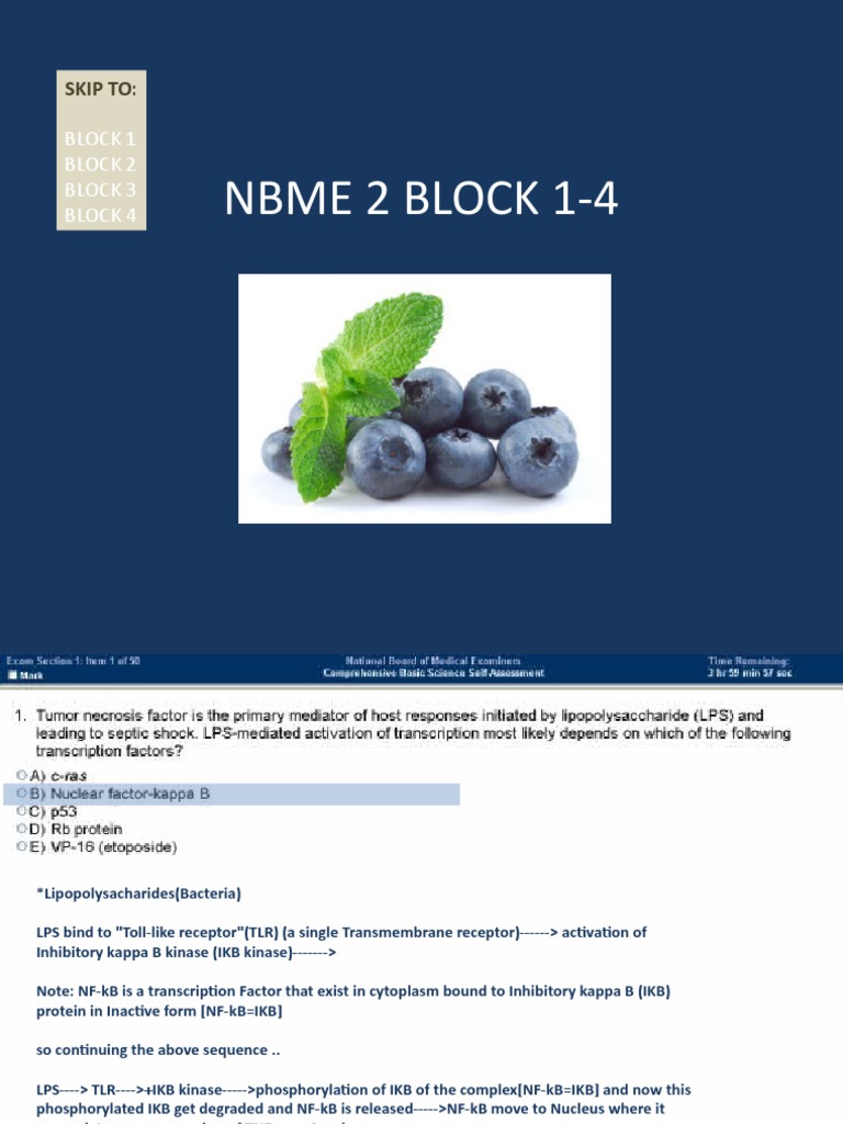 NBME 2 BLOCK 1-4 (With Answers) | PDF | Thrombosis | Nf κb