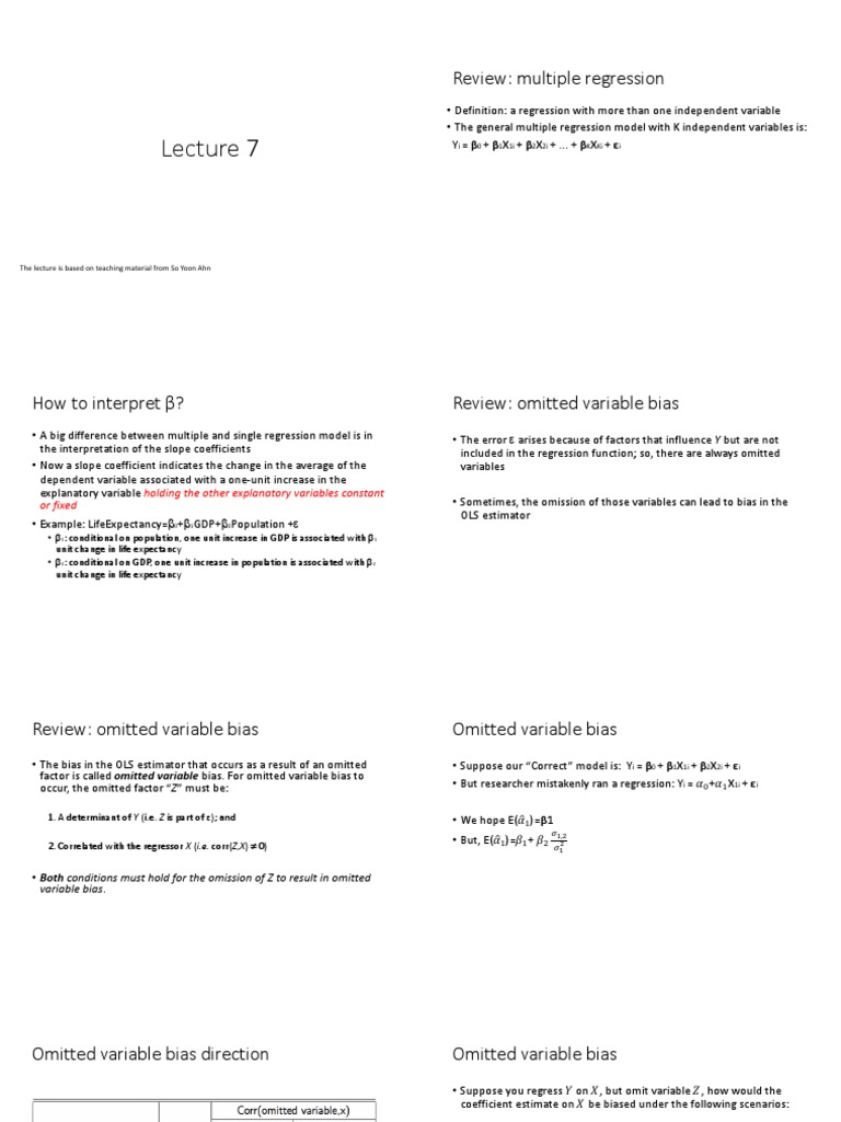 Review: Multiple Regression: Holding The Other Explanatory Variables Constant or Fixed | PDF ...