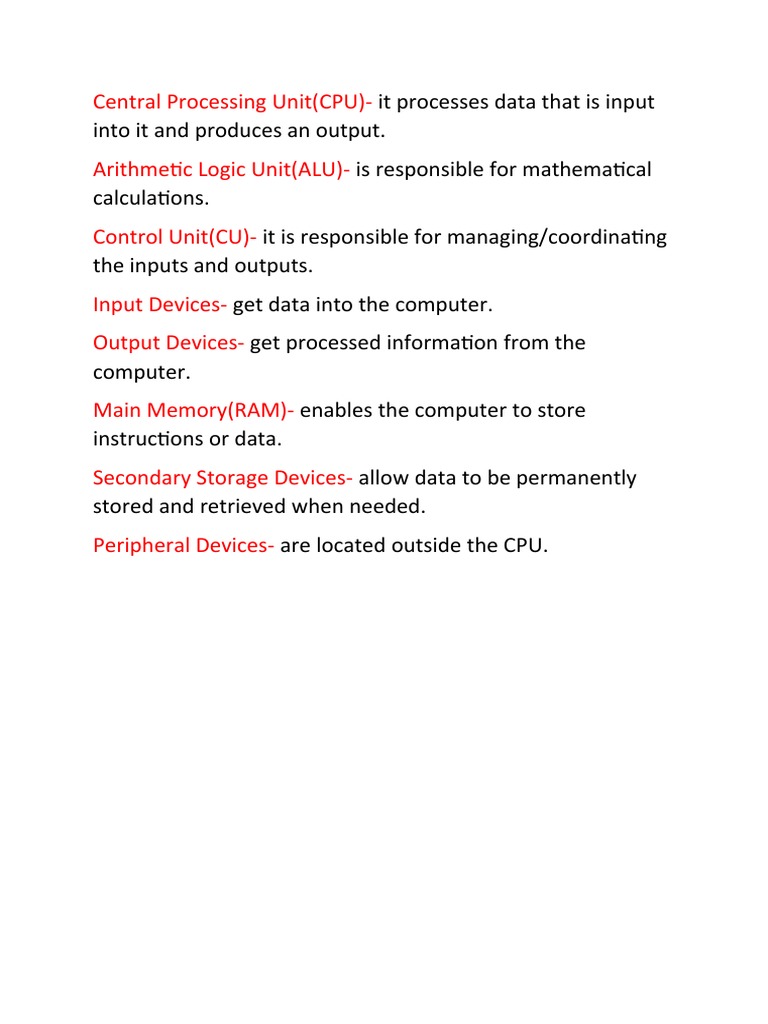 An Overview of the Key Components that Drive Computer Functionality | PDF