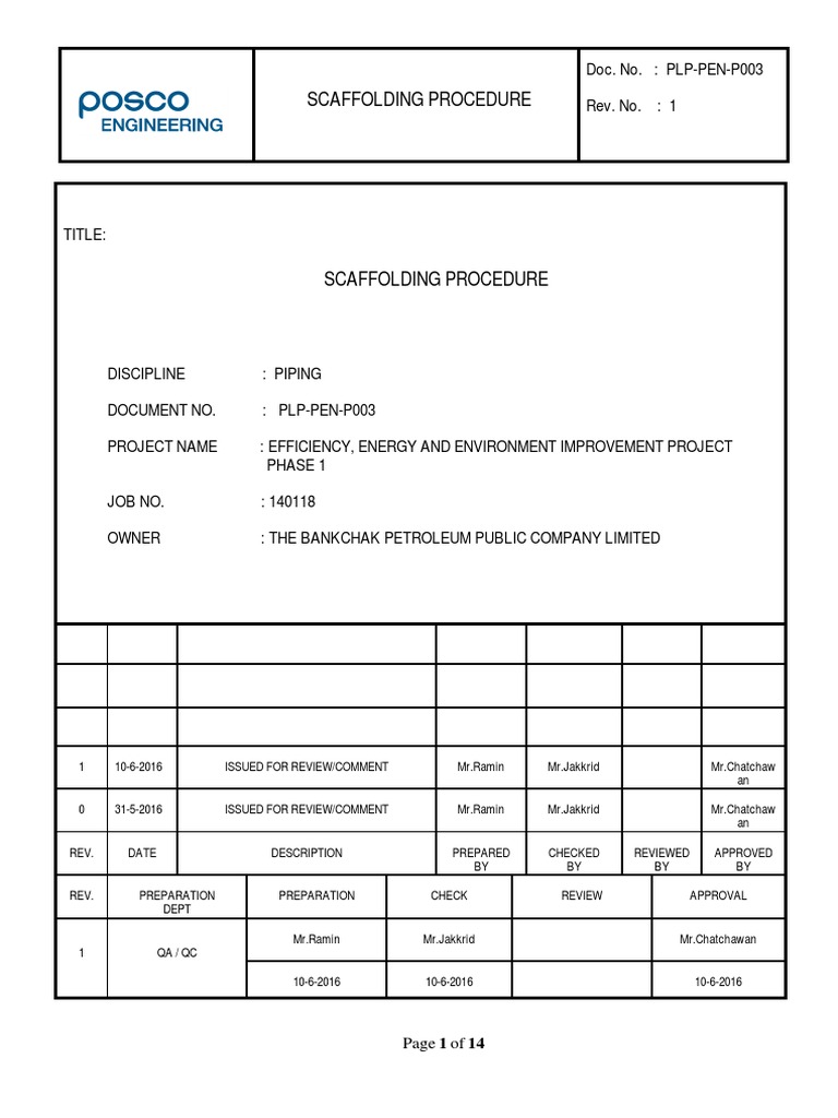 Scaffolding Installation Procedure Guide | PDF | Scaffolding | Pipe ...