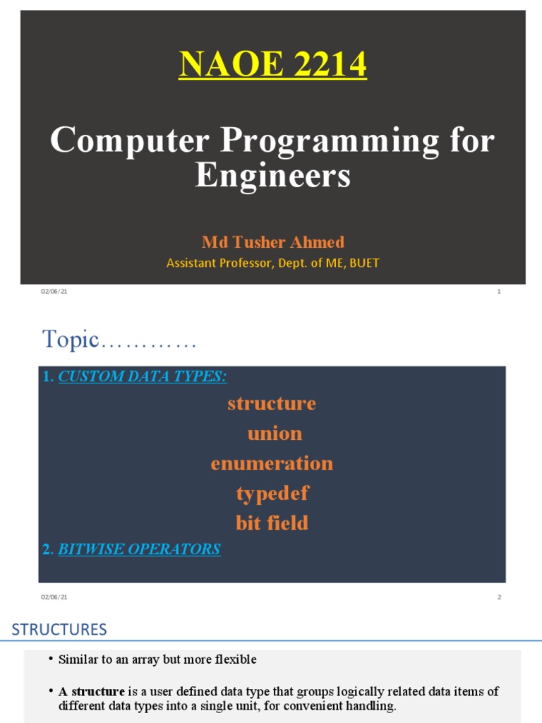NAOE 2214: Computer Programming For Engineers | PDF | Pointer (Computer ...