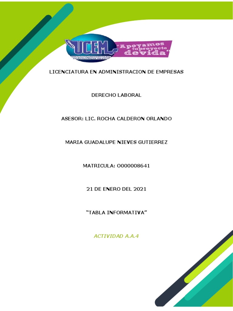 A.A. 4 Tabla Informativa | PDF | Tiempo de trabajo | Salario