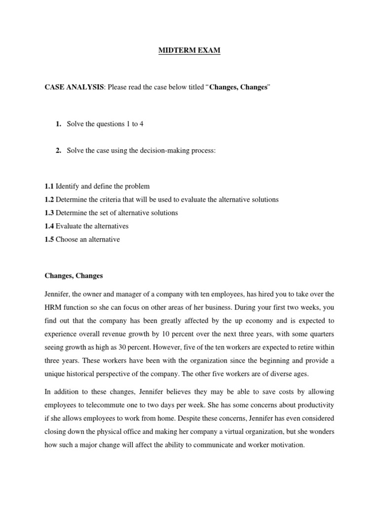 Midterm Exam | PDF | Telecommuting | Human Resource Management