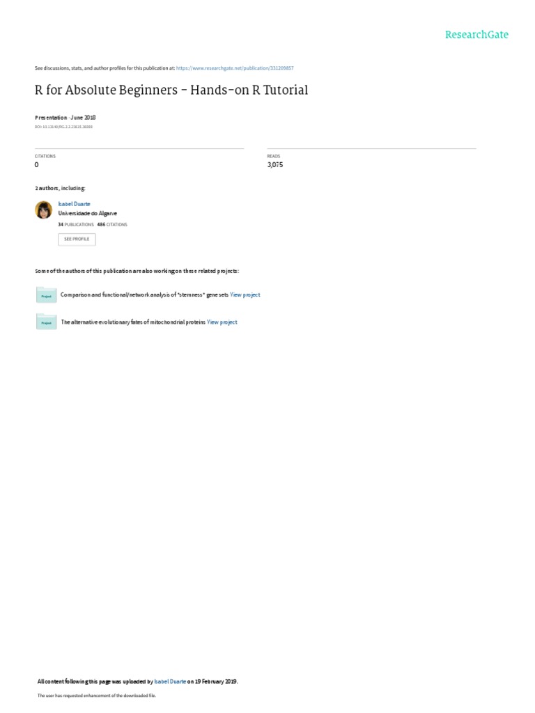 R For Absolute Beginners - Hands-On R Tutorial: June 2018 | PDF | Comma ...