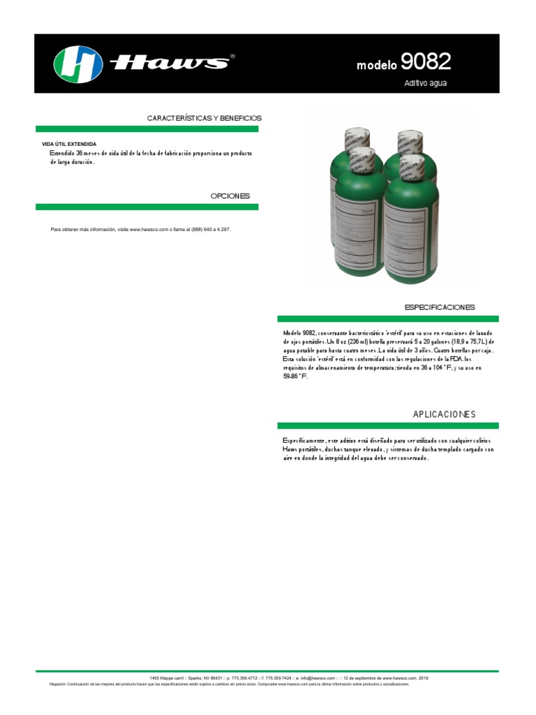 Haws Model 9082 Ficha de Seguridad - En.es | PDF