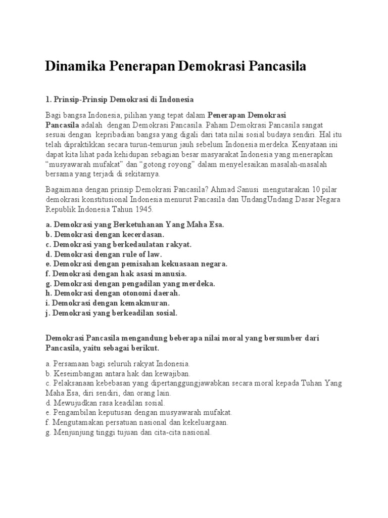 Dinamika Penerapan Demokrasi Pancasila | PDF