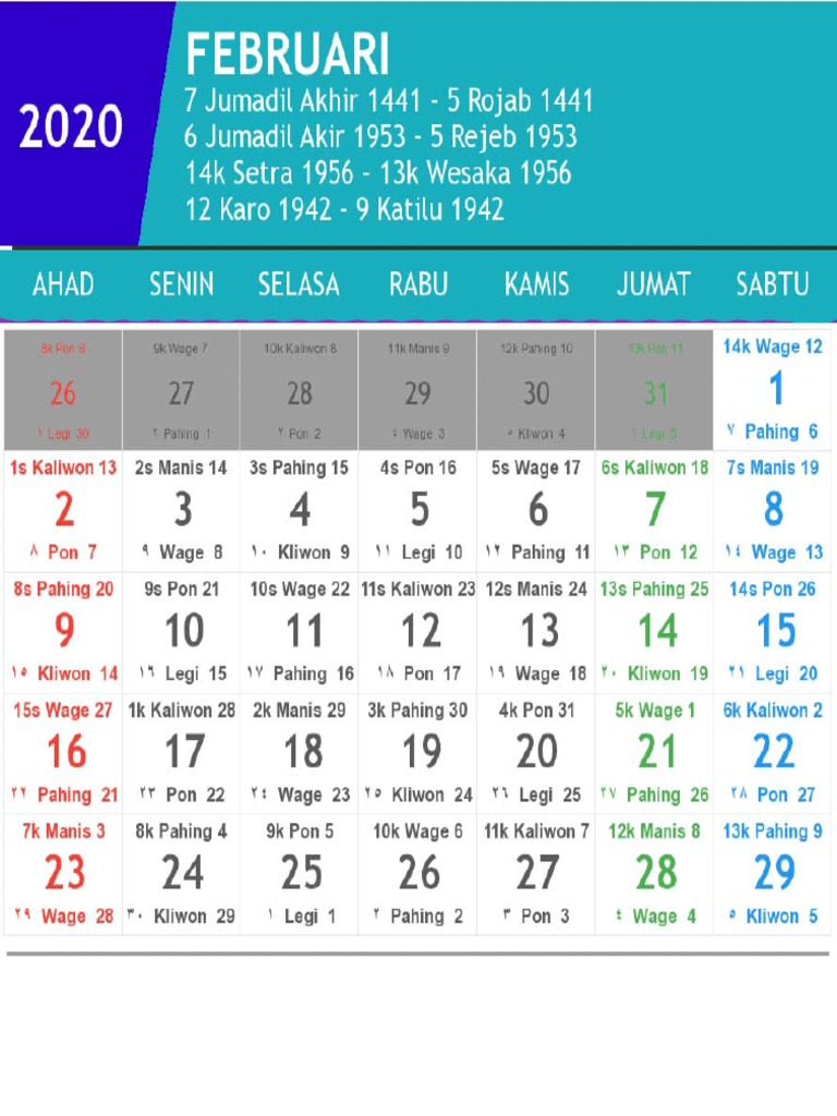 Kalender Februari 2020 | PDF