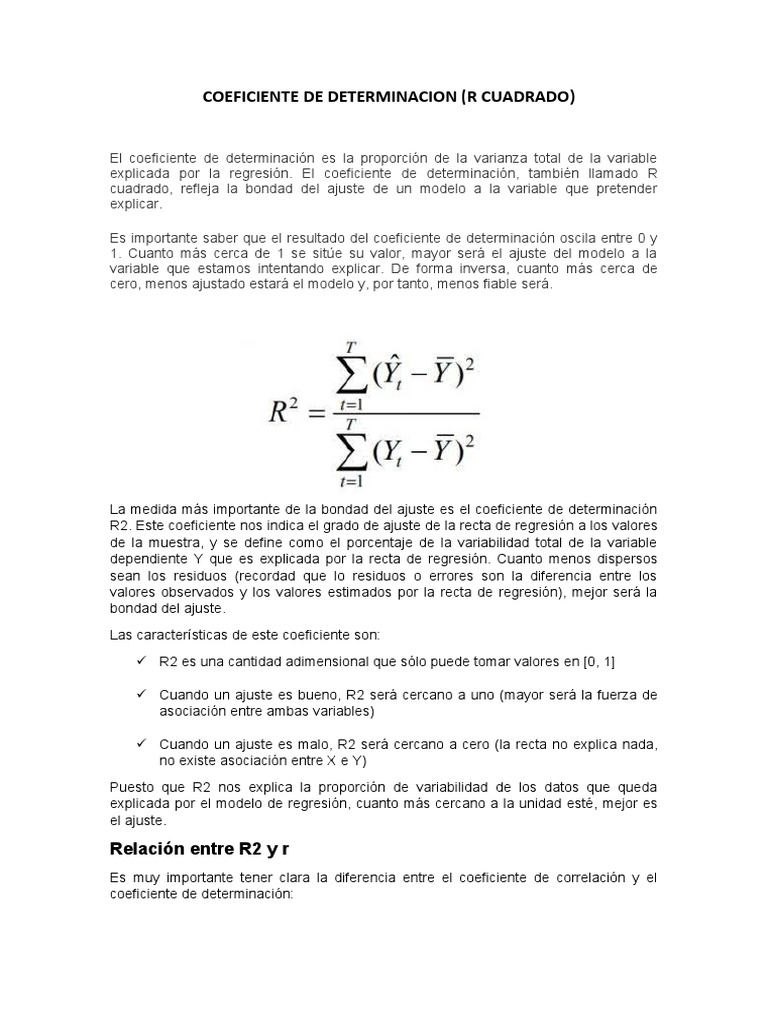 Coeficiente de Determinacion | PDF | Coeficiente de determinación ...