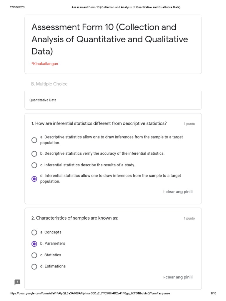 Quantitative & Qualitative Data Analysis Form | PDF