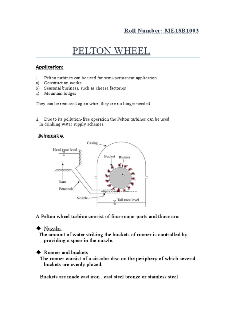 Pelton Wheel: Application | PDF | Jet Engine | Turbine