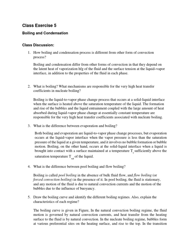 Class Exercise 5 - Solutions | PDF | Boiling | Heat Transfer