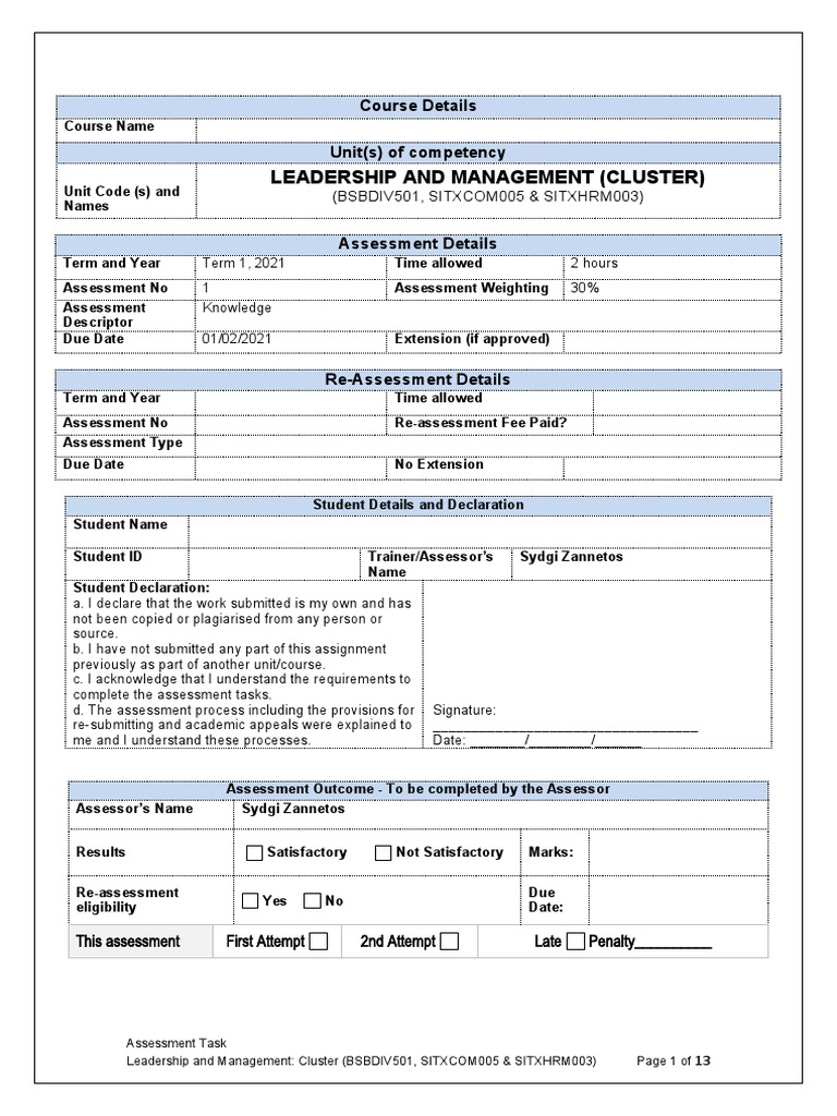 Leadership (Cluster) - Knowledge (Activity 1) | PDF | Goal | Leadership