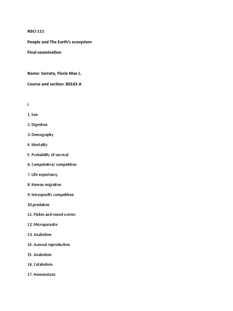 NSCI 111 Final Exam Overview | PDF | Reuse | Recycling