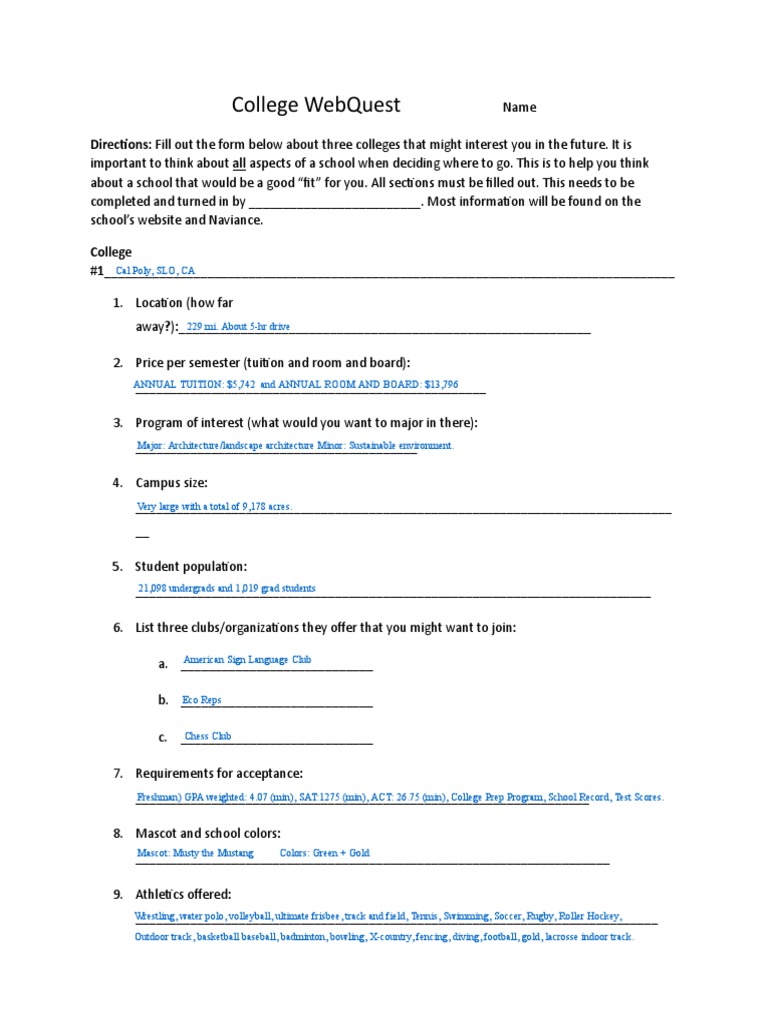 College Research WebQuest Guide | PDF