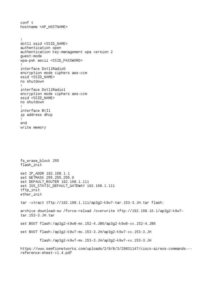 Wifi Cisco Command Line Config | PDF