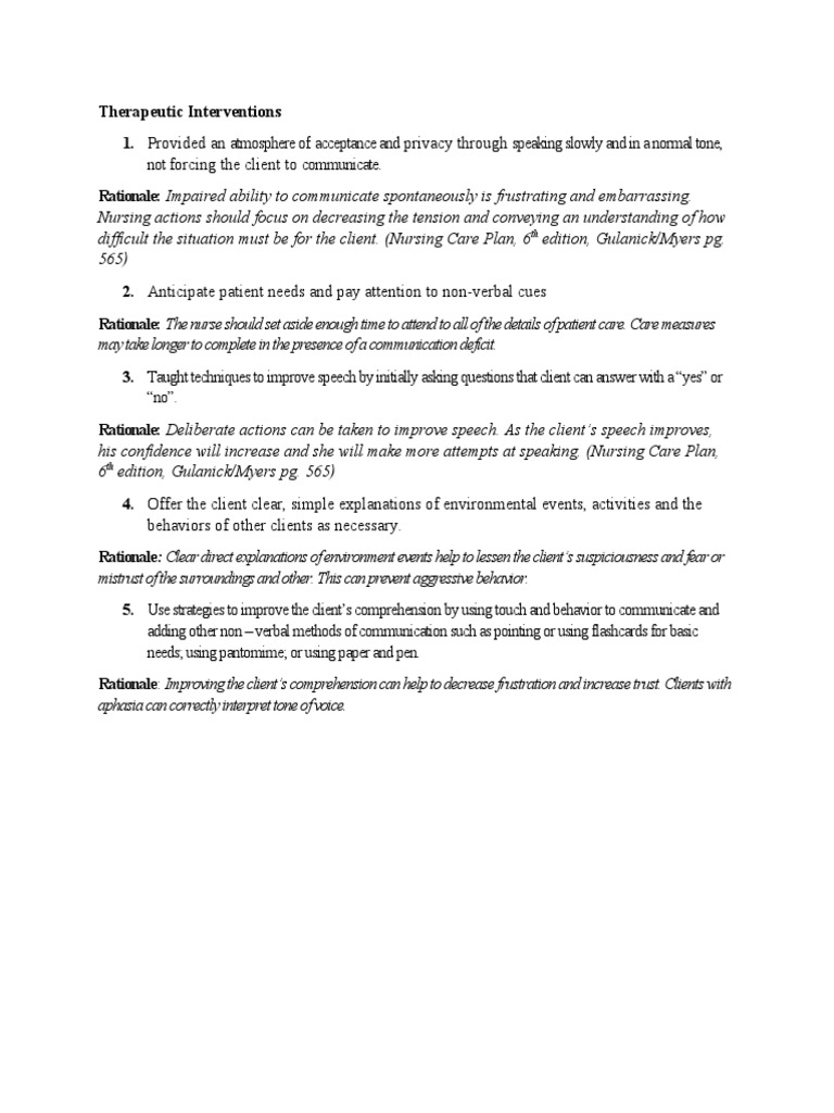 Therapeutic Interventions | PDF