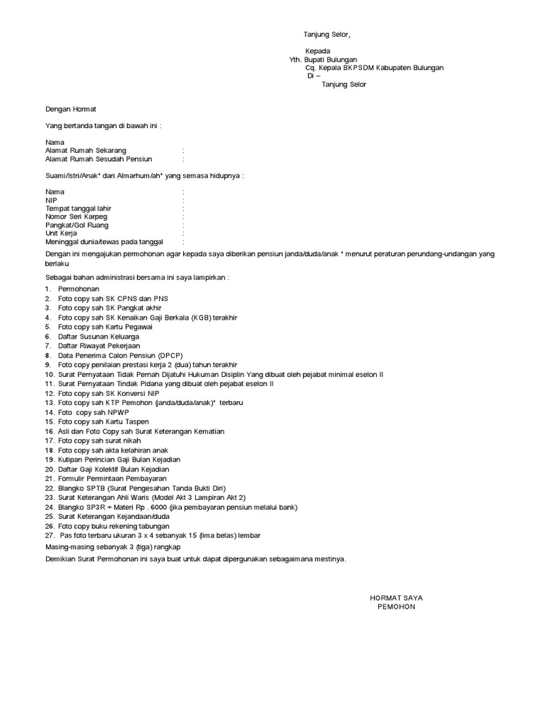 Permohonan Pensiun Janda-Duda-Anak | PDF