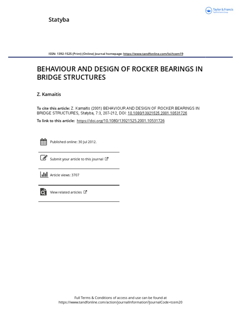 Behaviour and Design of Rocker Bearings in Bridge Structures | PDF ...
