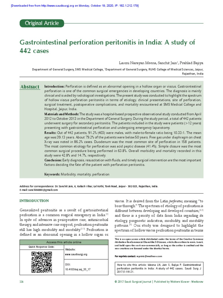 Gastrointestinal Perforation 2 | PDF | Surgery | Clinical Medicine