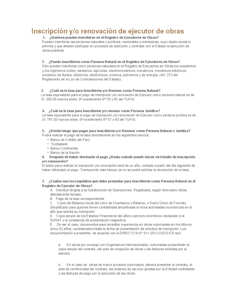 Inscripcion RNP Ejecutor de Obras | PDF | Estado financiero | Contabilidad