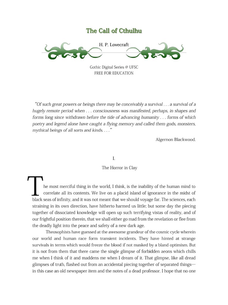 H. P. Lovecraft - The Call of Cthulhu | PDF