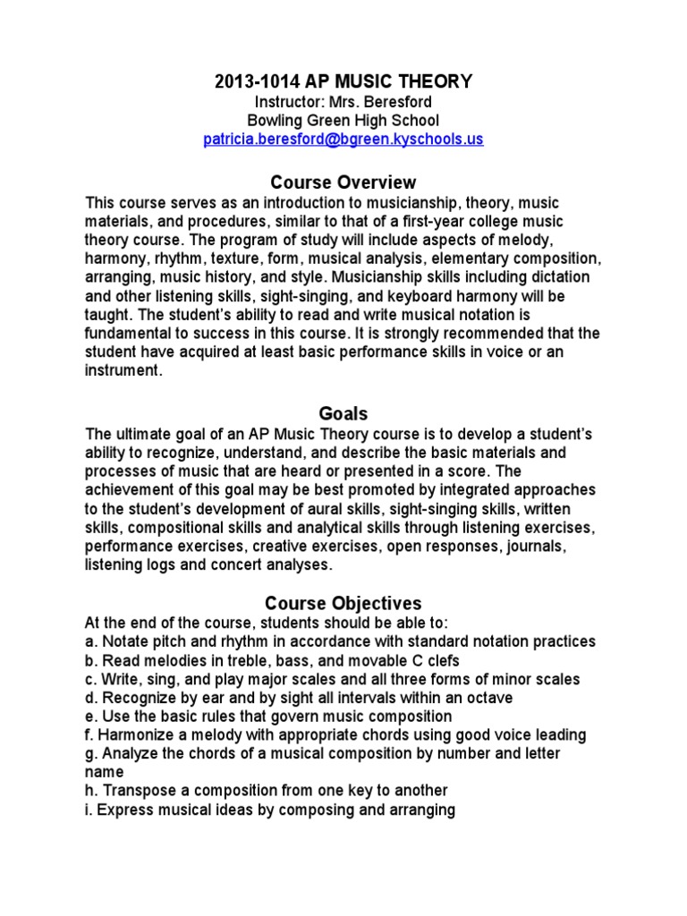 AP Music Theory | PDF | Music Theory | Chord (Music)