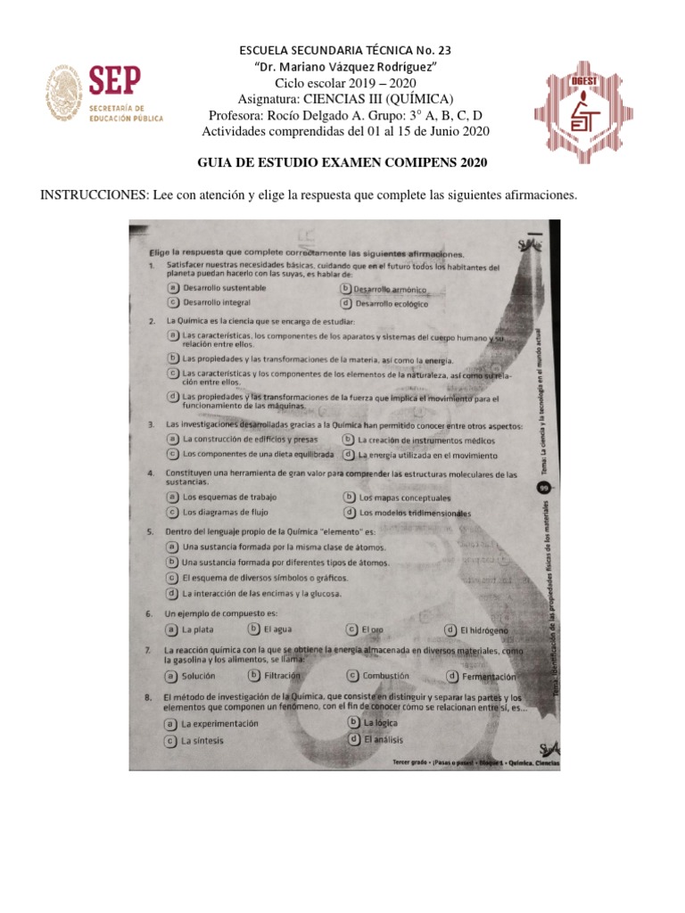 Quimica Guía Comipems Pdf
