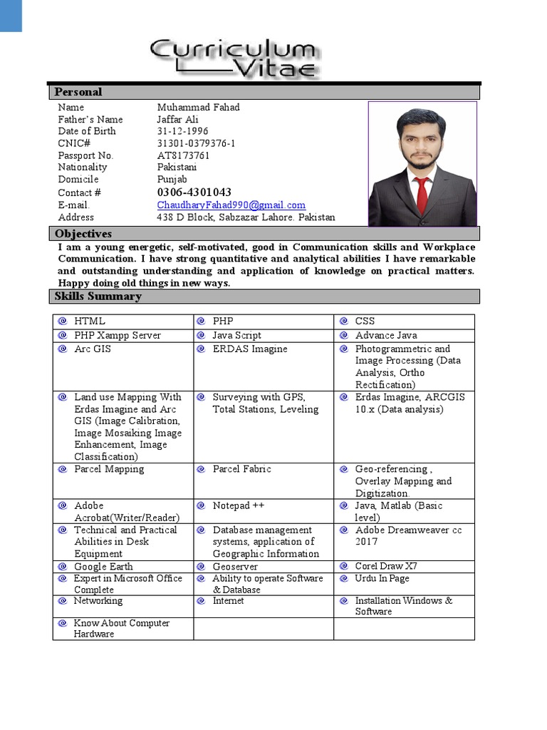 Fahad CV | Download Free PDF | Arc Gis | Geographic Information System