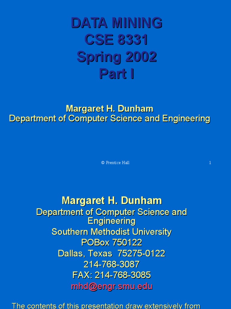 Data Mining CSE 8331 Spring 2002 | PDF | Data Mining | Machine Learning