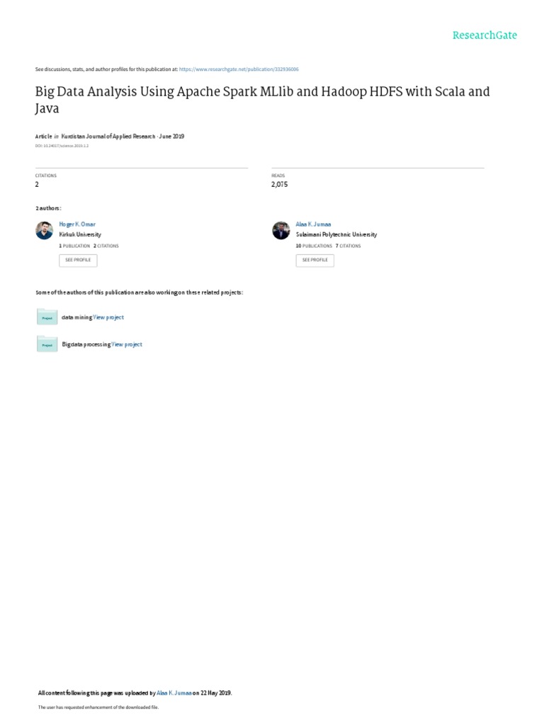 Big Data Analysis Using Apache Spark Mllib and Hadoop Hdfs With Scala ...