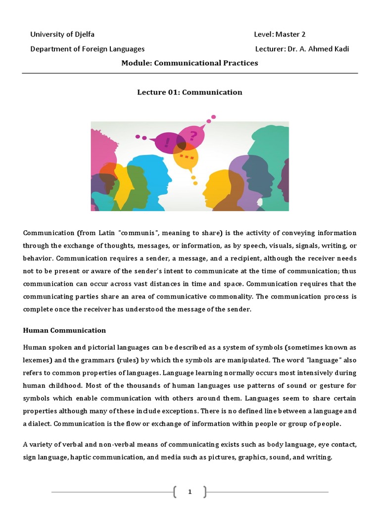 Communicational Practices - All Lectures | PDF | Nonverbal ...