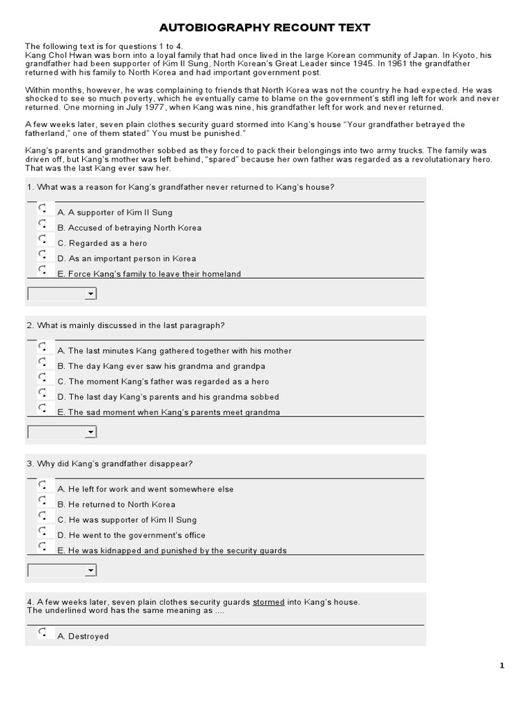 Autobiography Recount Test Soal | PDF | Galileo Galilei | Milton Friedman