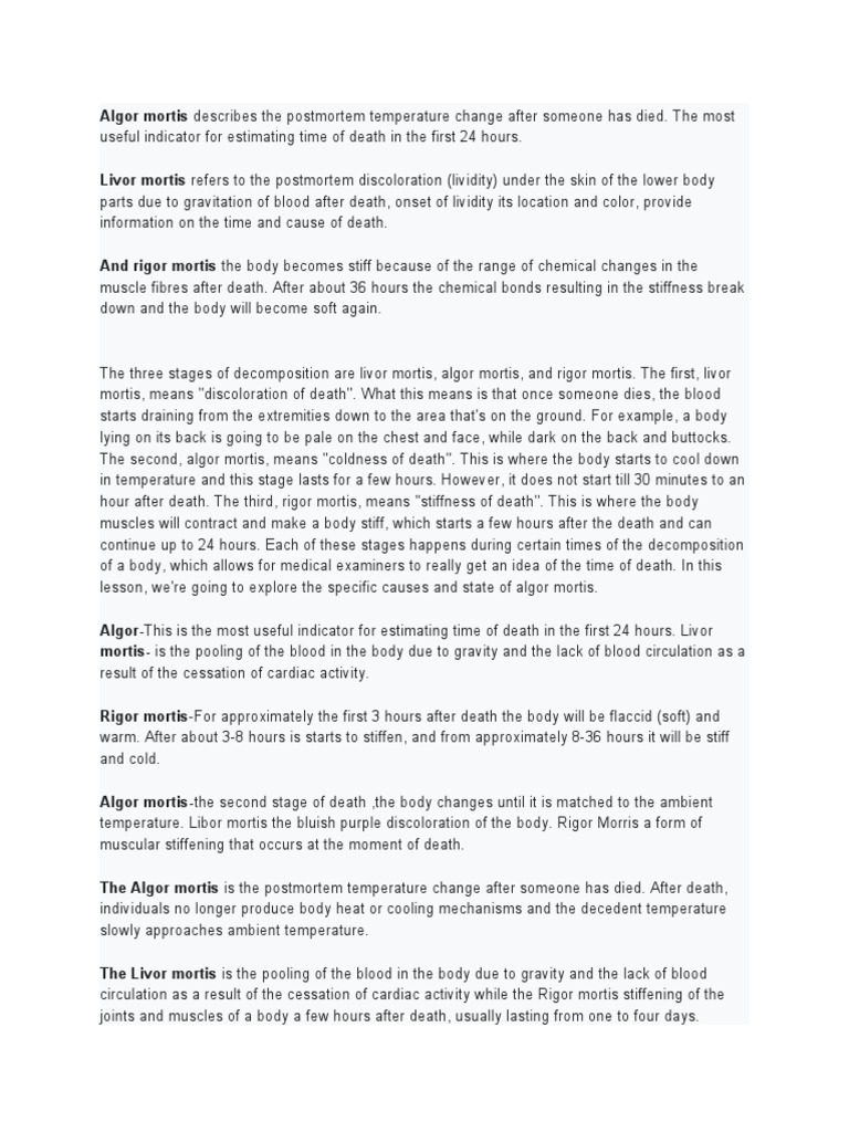 Algor Mortis Cooling Of Body