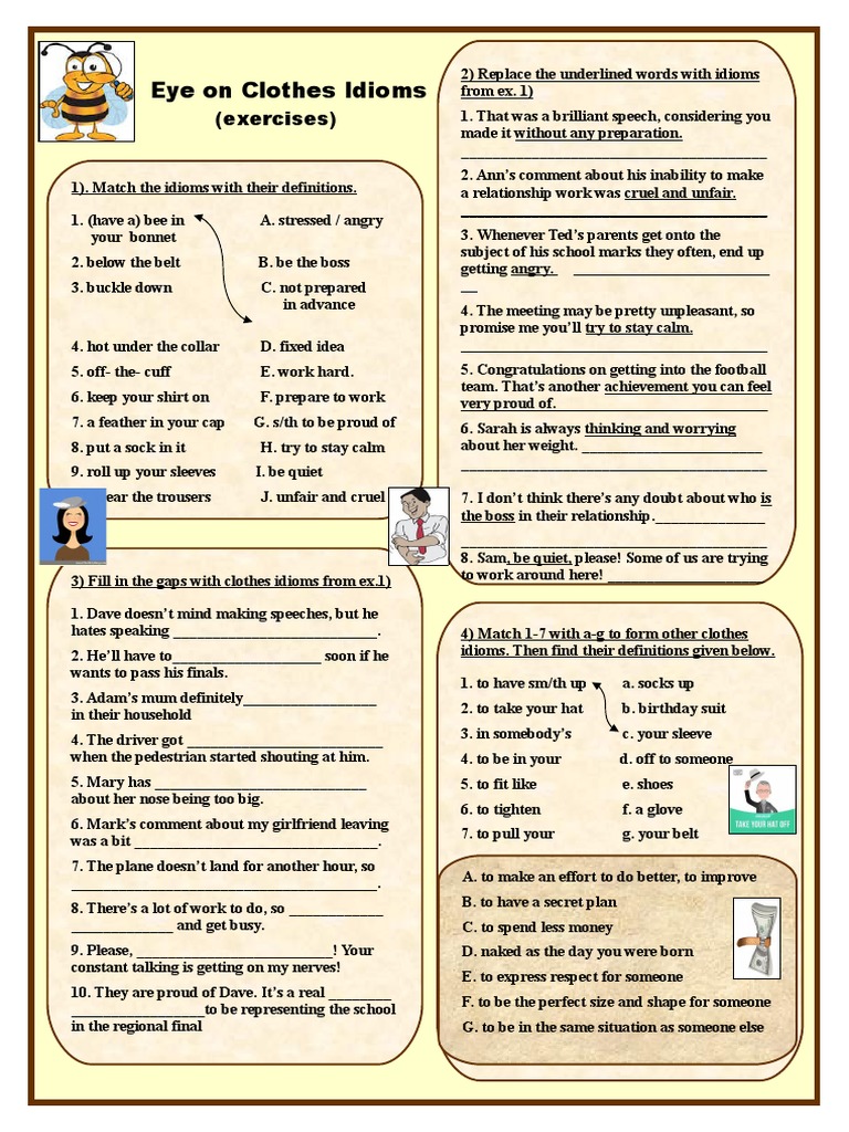 Eye On Clothes Idioms: (Exercises) | PDF | Clothing