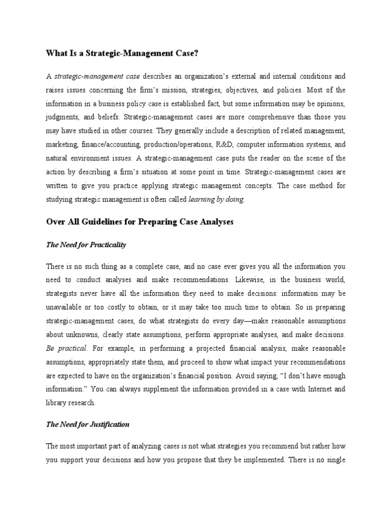 What Is A Strategic-Management Case?: The Need For Practicality | PDF ...