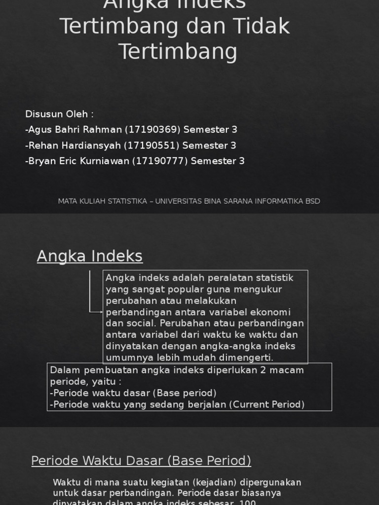 Statistika Angka Indeks Tertimbang Dan Tidak Tertimbang | PDF