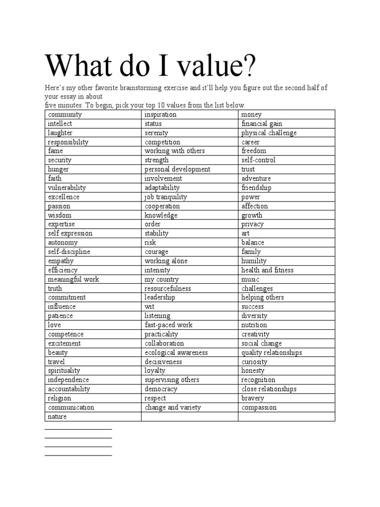 Values College Essay Guy | PDF | Autonomy | Courage