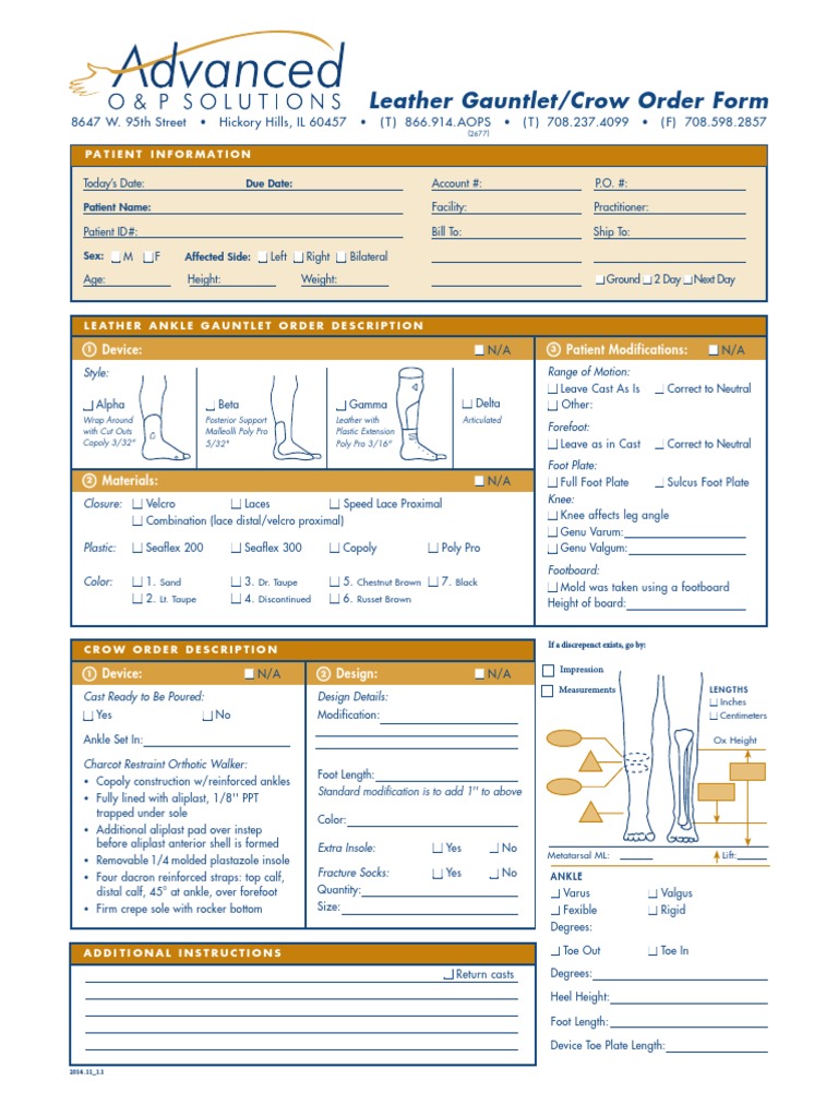 Leather Gauntlet/Crow Order Form | Download Free PDF | Foot | Ankle