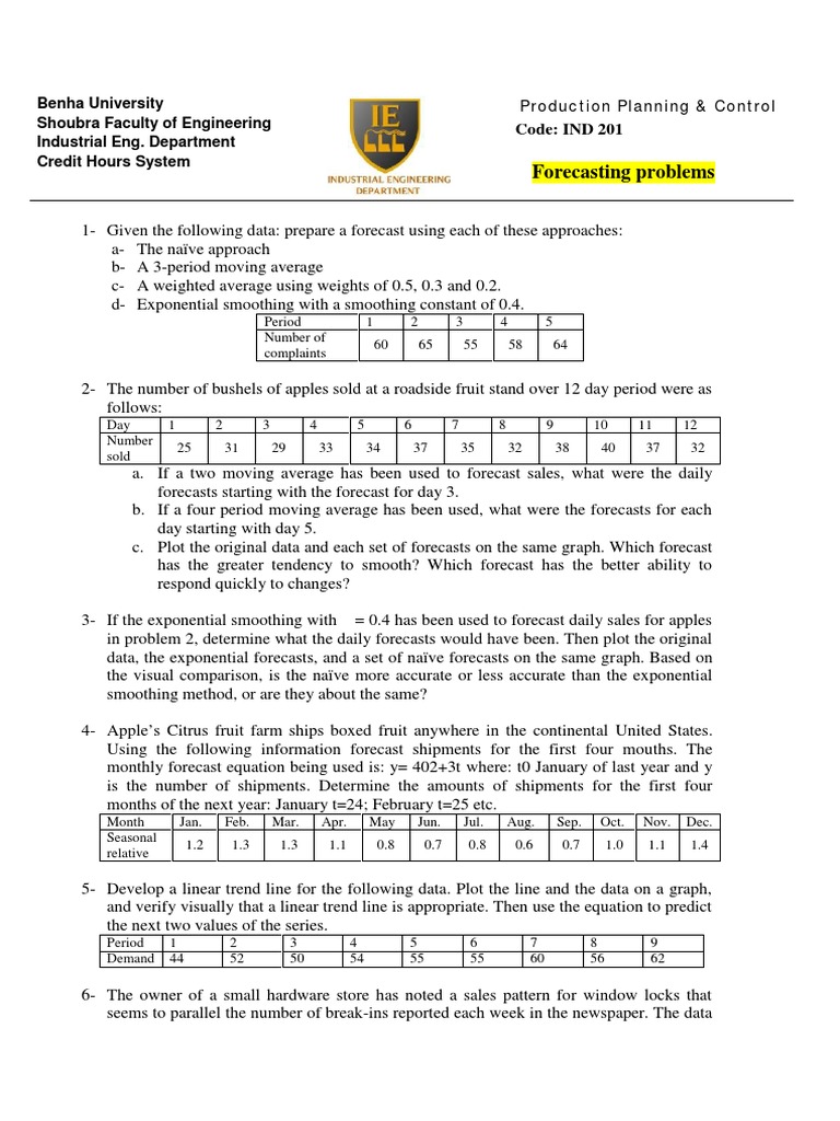 Comparing Forecasting Techniques: An Analysis of Demand Data Using Moving Averages, Exponential ...