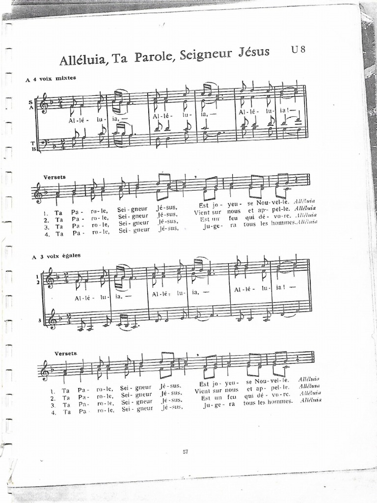 Alleluia, Ta Parole, Seigneur Jesus - U8 | PDF