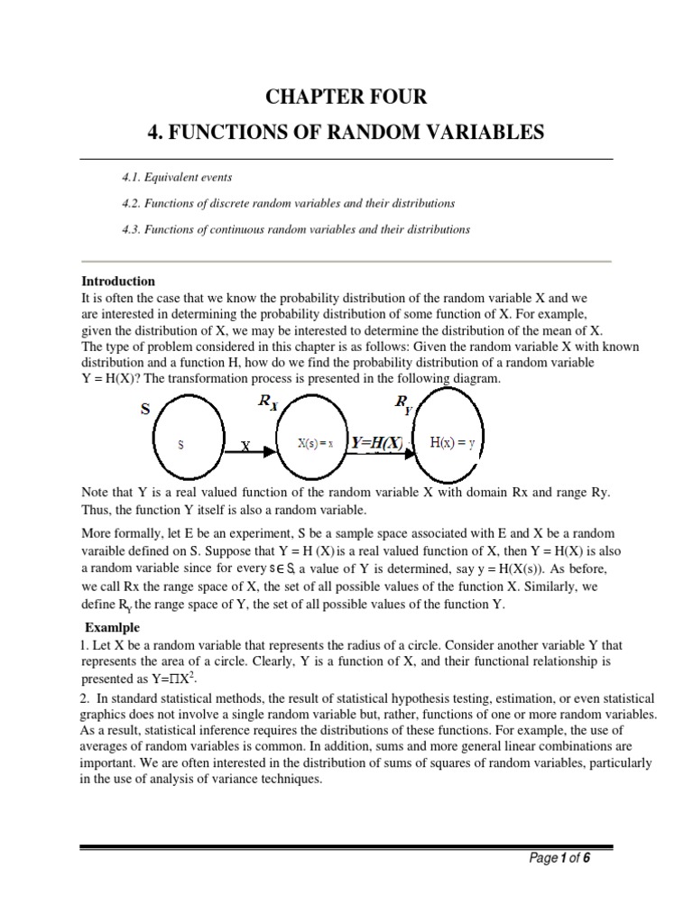 Chapter Four 4. Functions of Random Variables | PDF | Probability ...