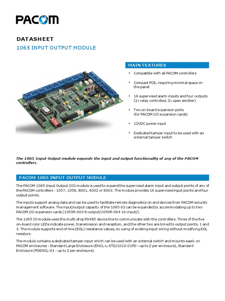 PACOM 1065 Input Output Module Datasheet | PDF | Input/Output ...