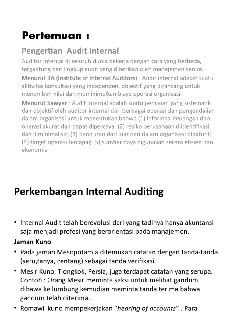 Pengertian dan Perkembangan Audit Internal | PDF