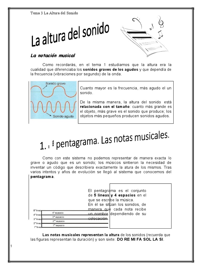 La Altura Del Sonido | PDF | Clave | Elementos de la música